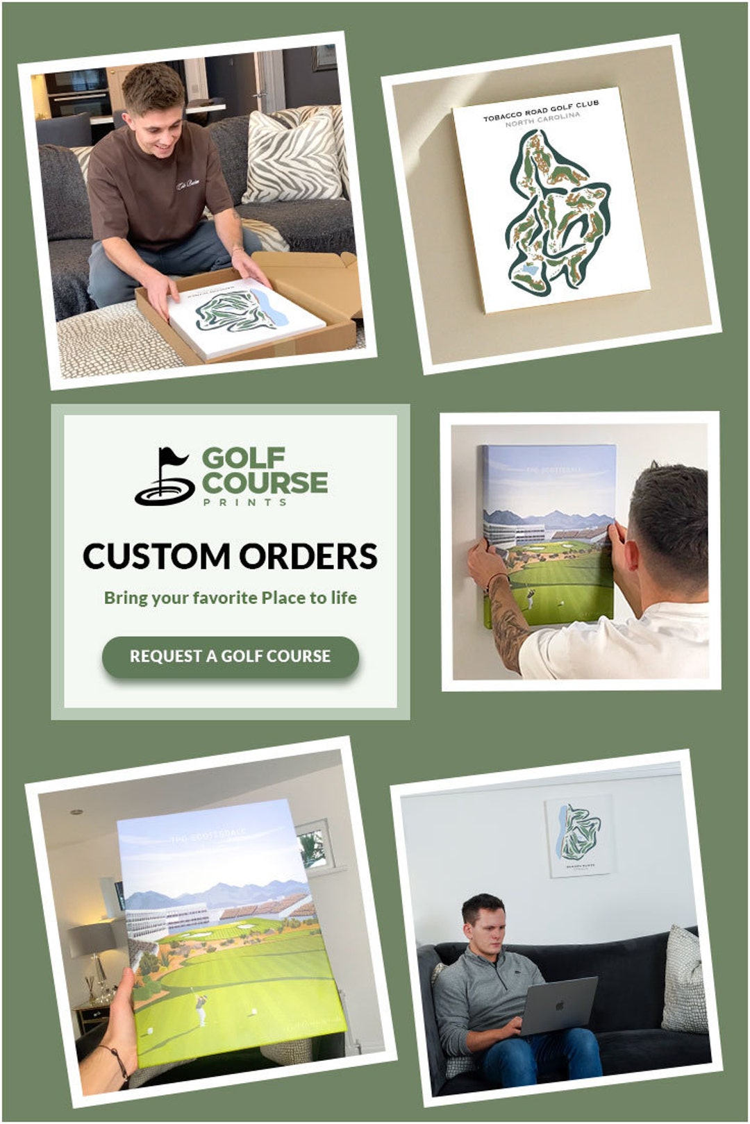 Custom Golf Course Prints Golf Course Map, Home Decor, Golfer Gift for ...