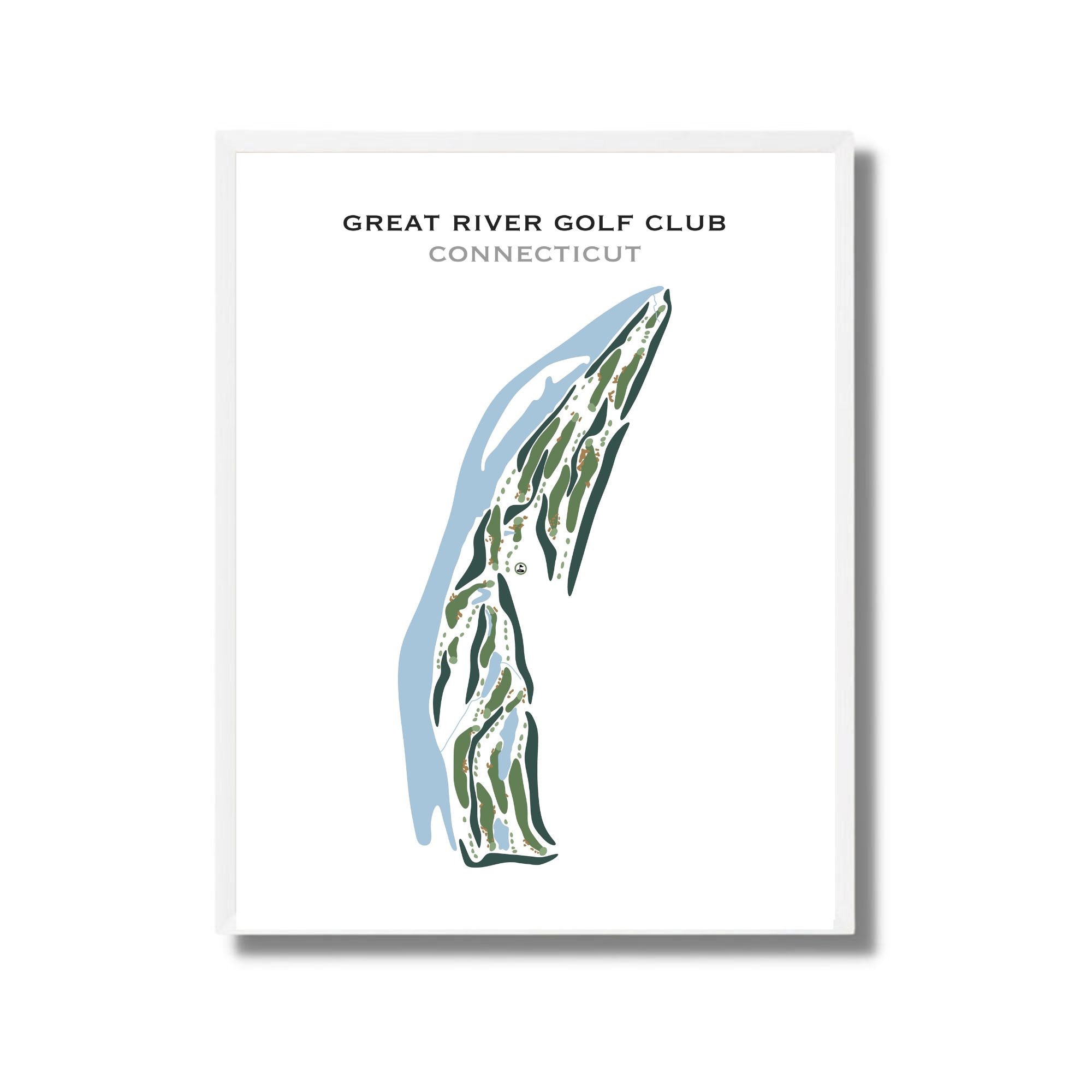 Great River Golf Club, CT Golf Course Map Canvas, Golf Map Wall Art ...