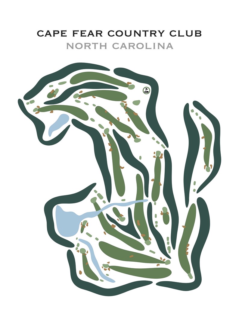 Cape Fear Country Club North Carolina Golf Course Map Golf - Etsy