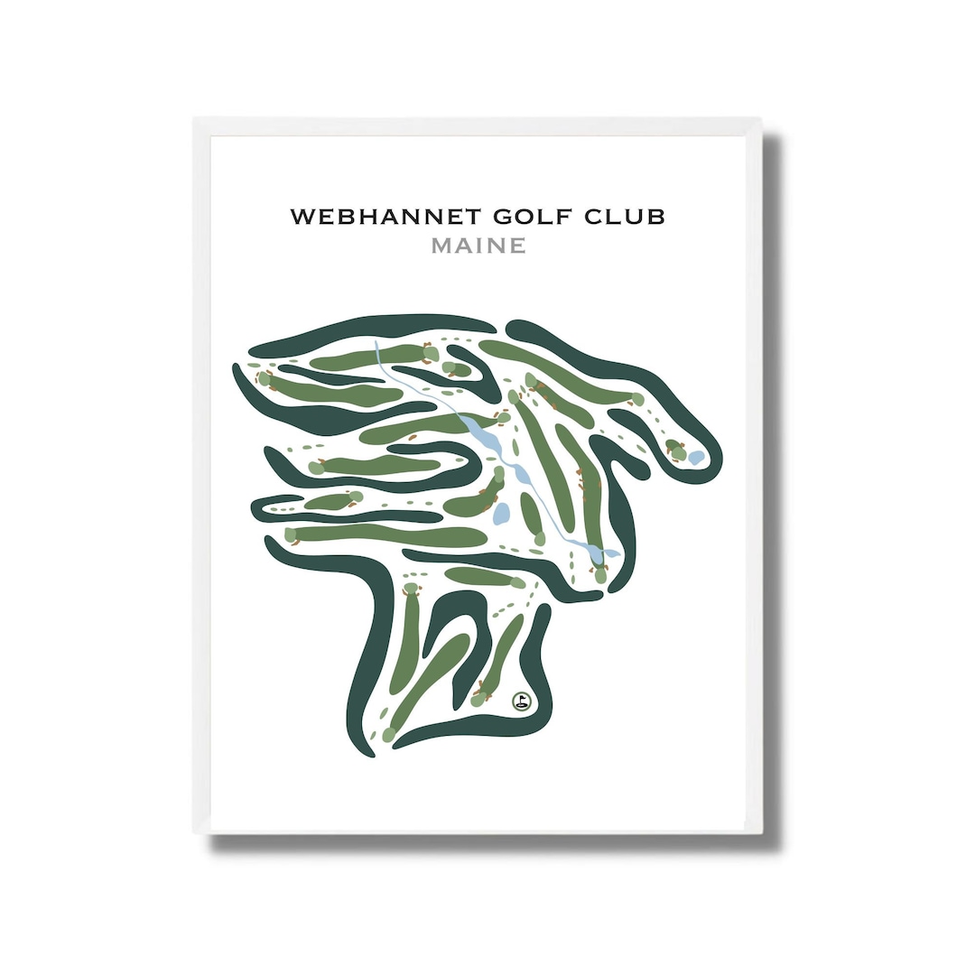 Golf Club Prints- Webhannet Maine Golf Course Map | Watercolor Golf ...