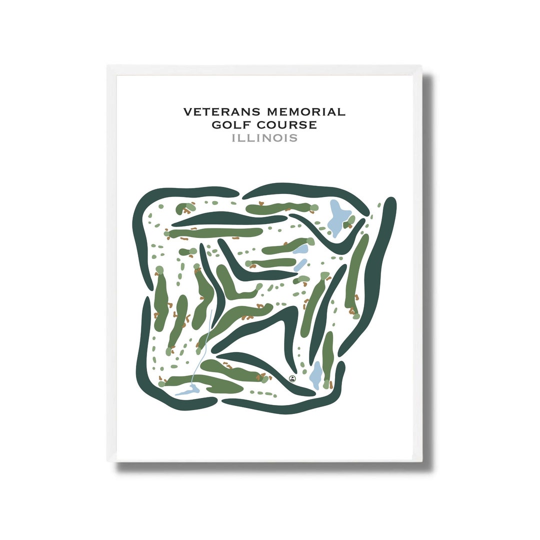 Veterans Memorial Golf Course, IL | Golf Course Map, Decor, Golfer Gift ...