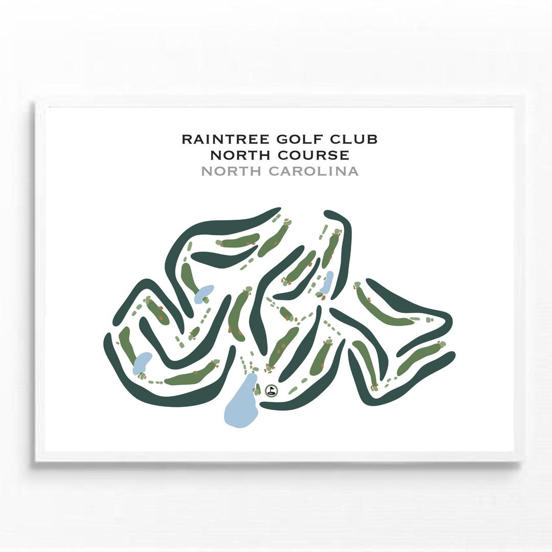 Raintree Country Club, North Course, NC | Golf Course Map, Golfer Gift ...