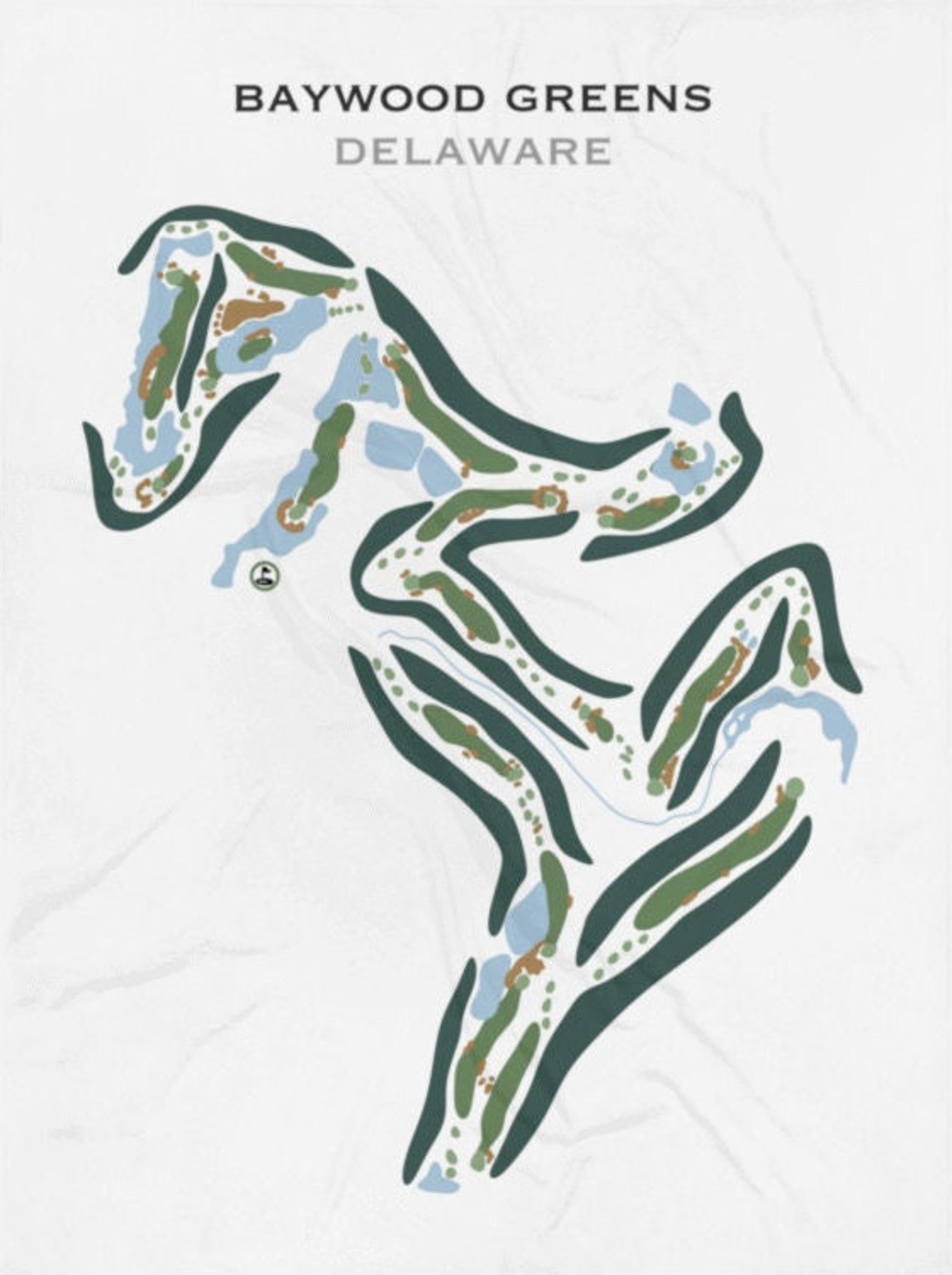 Baywood Greens, Delaware | Golf Course Map, Golf Map, Golfer Gift for ...
