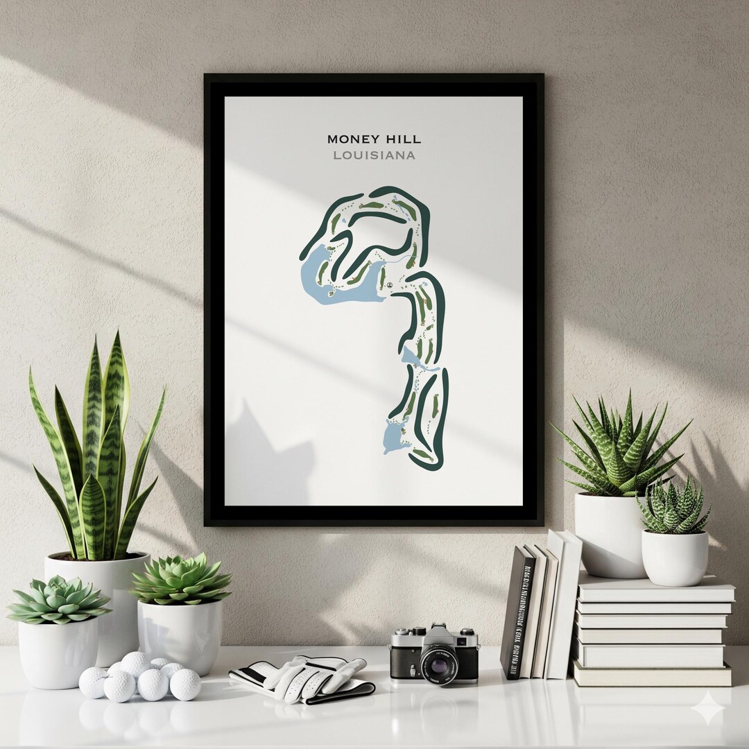 Money Hill, Louisiana | Golf Course Map, Golf Map, Golfer Gift for Him ...