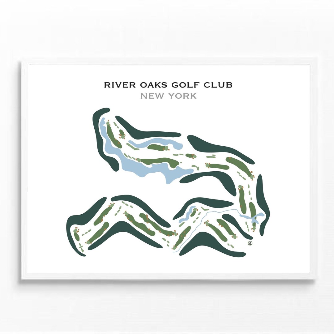 River Oaks Golf Club, NY Golf Course Map Wall Art, Golf Map Canvas ...