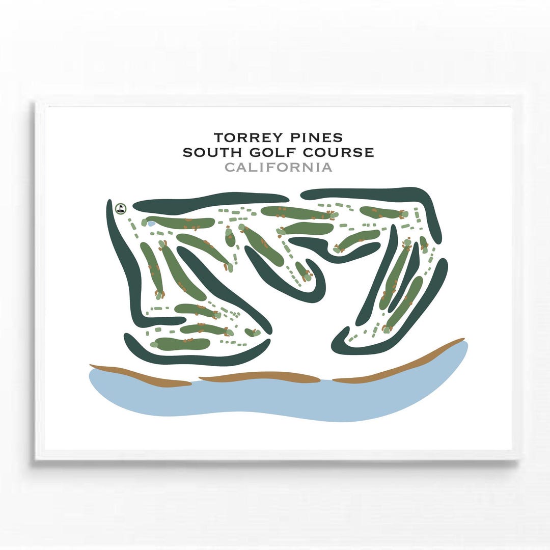 Golf Club Prints- Torrey Pines California South Golf Course Map | Golf Course Wall Art ...