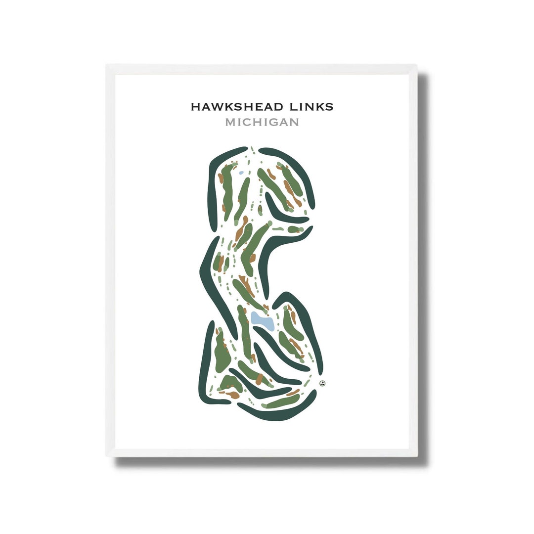 Hawkshead Links, Michigan | Golf Course Map, Golf Map, Golfer Gift for ...