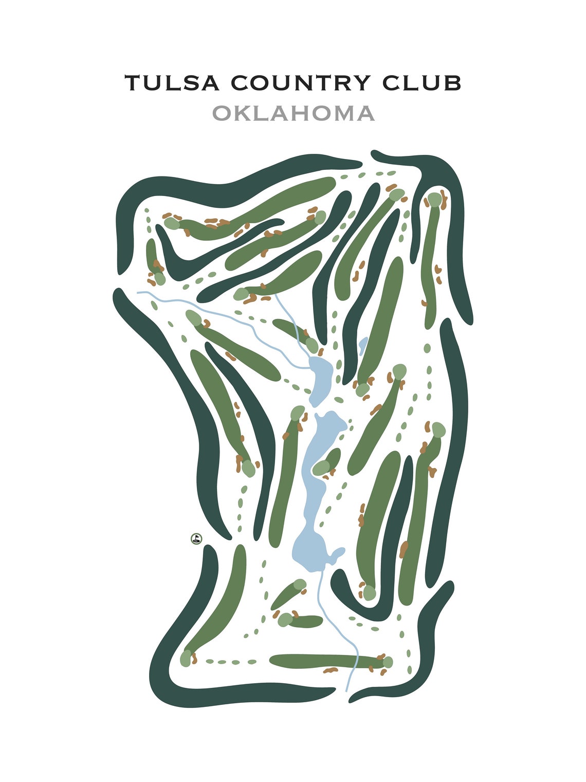 Tulsa Country Club, Oklahoma Golf Course Map, Home Decor, Golfer Gift ...