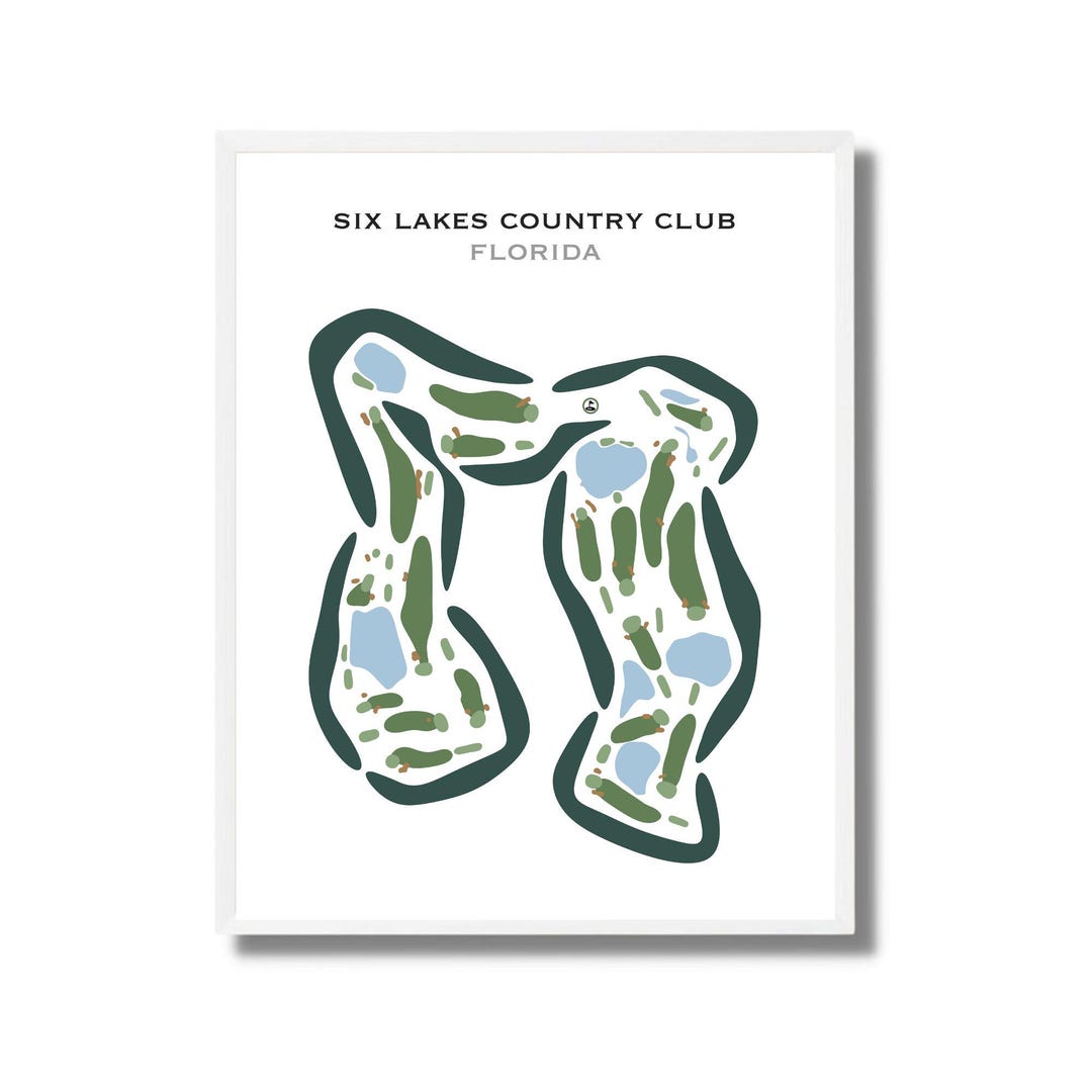 Six Lakes Country Club, FL | Golf Course Map, Golf Map, Golfer Gift for ...