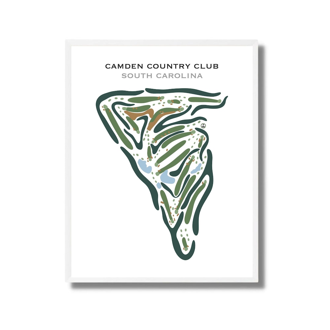 Camden Country Club, SC Golf Course Map Canvas, Golf Map Wall Art, Golf ...