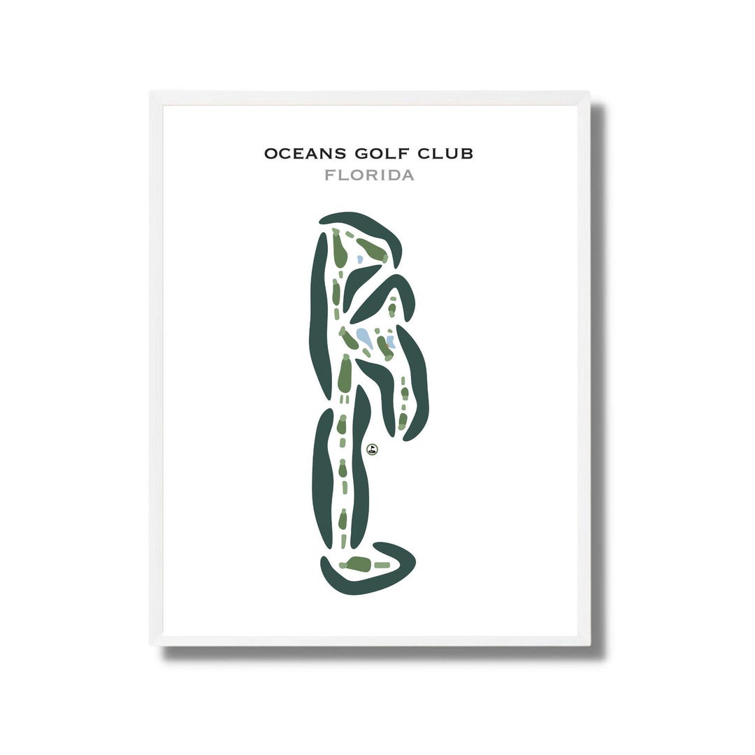 Oceans Golf Club, Florida Golf Course Map Canvas, Golf Map Wall Art ...