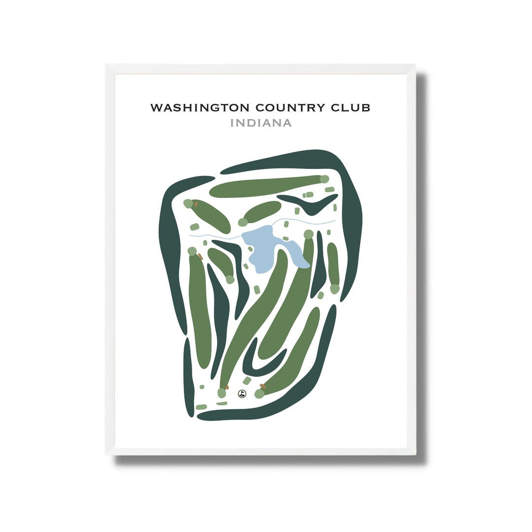 Washington Country Club, IN | Golf Course Map, Golf Map, Golfer Gift ...