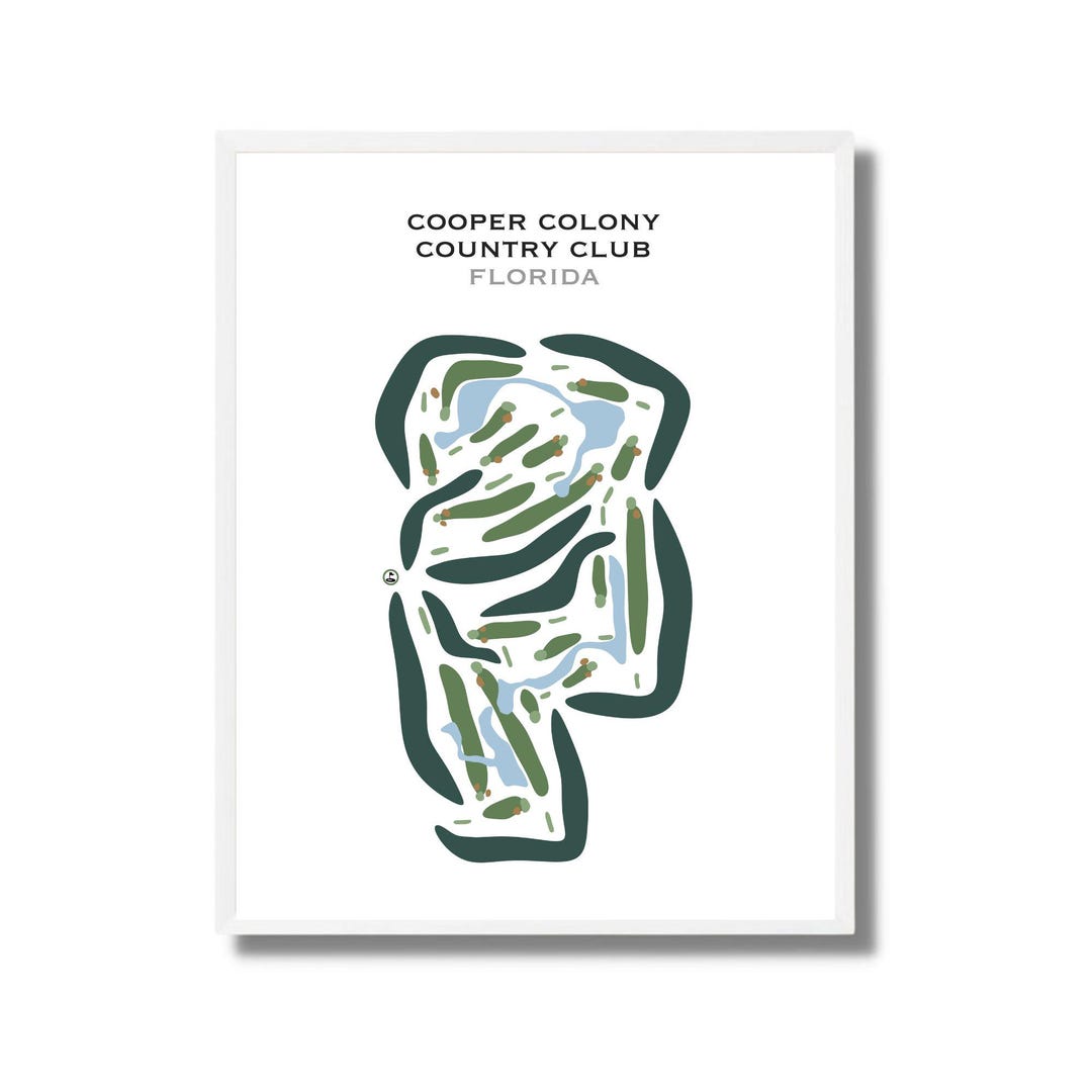 Cooper Colony Country Club, FL Wall Art| Golf Course Map, Golfer Gift ...