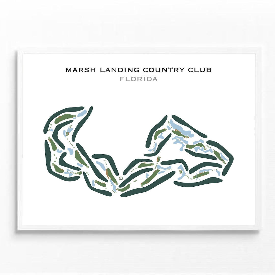 Marsh Landing Country Club, FL Golf Course Map Wall Art, Golf Map Wall ...