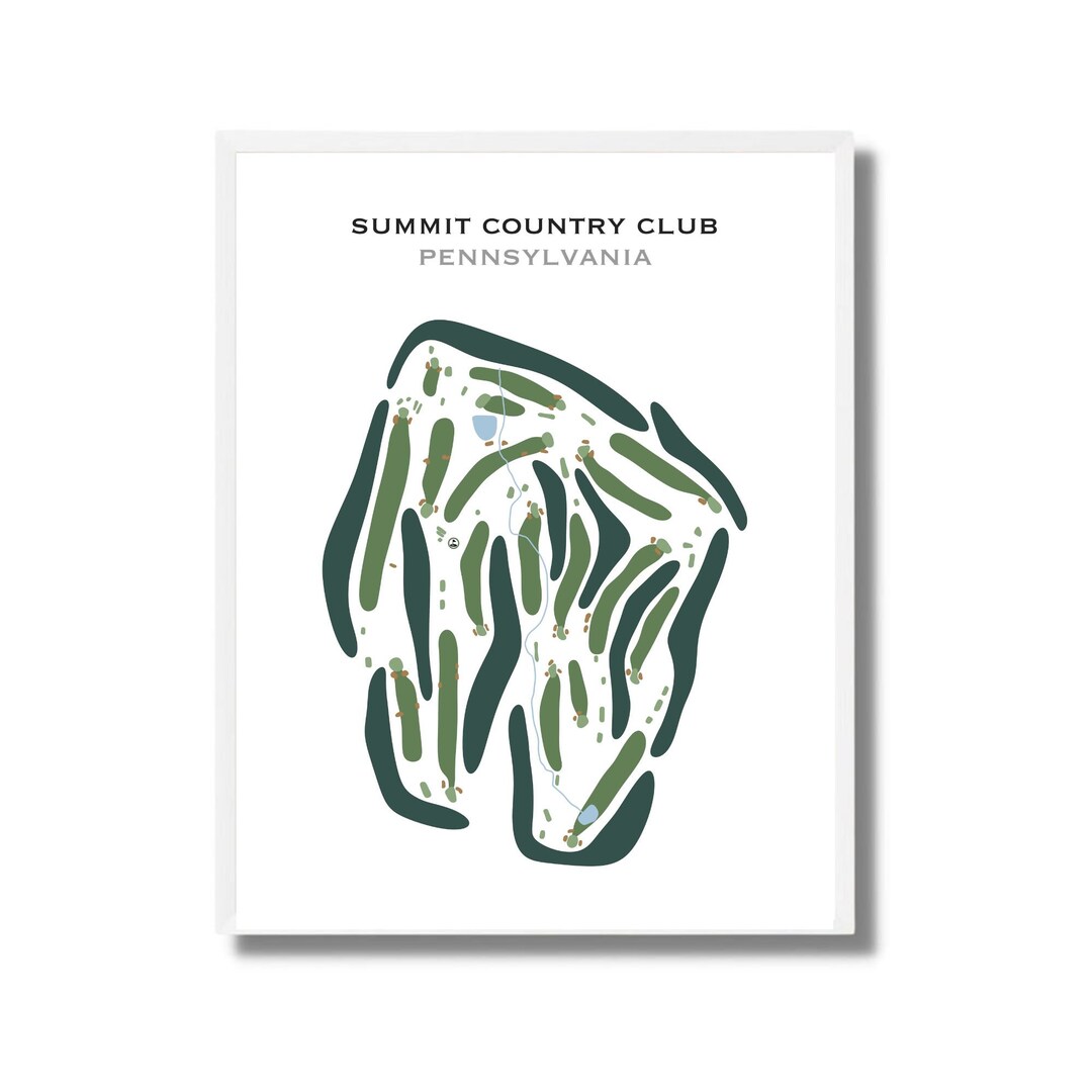 Summit Country Club, PA Golf Course Map Canvas, Golf Map Wall Art, Golf ...