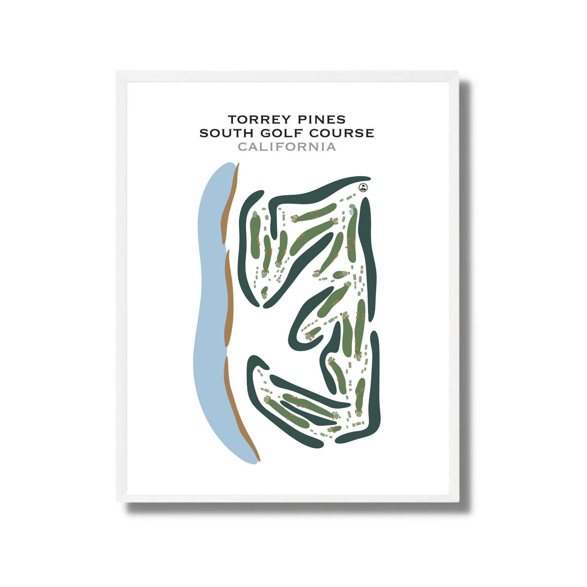 Golf Club Prints- Torrey Pines California South Golf Course Map | Golf ...