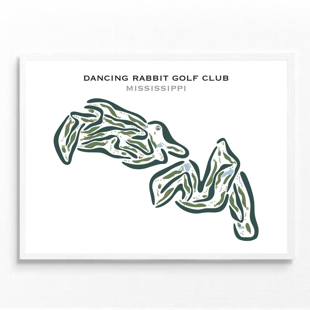 Dancing Rabbit Golf Club, MS | Golf Course Map, Golf Map, Golfer Gift ...