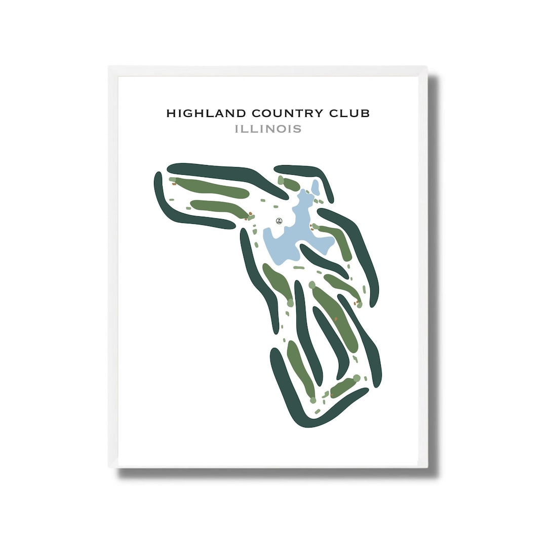 Highland Country Club, IL Golf Course Map, Home Decor, Golfer Gift for ...
