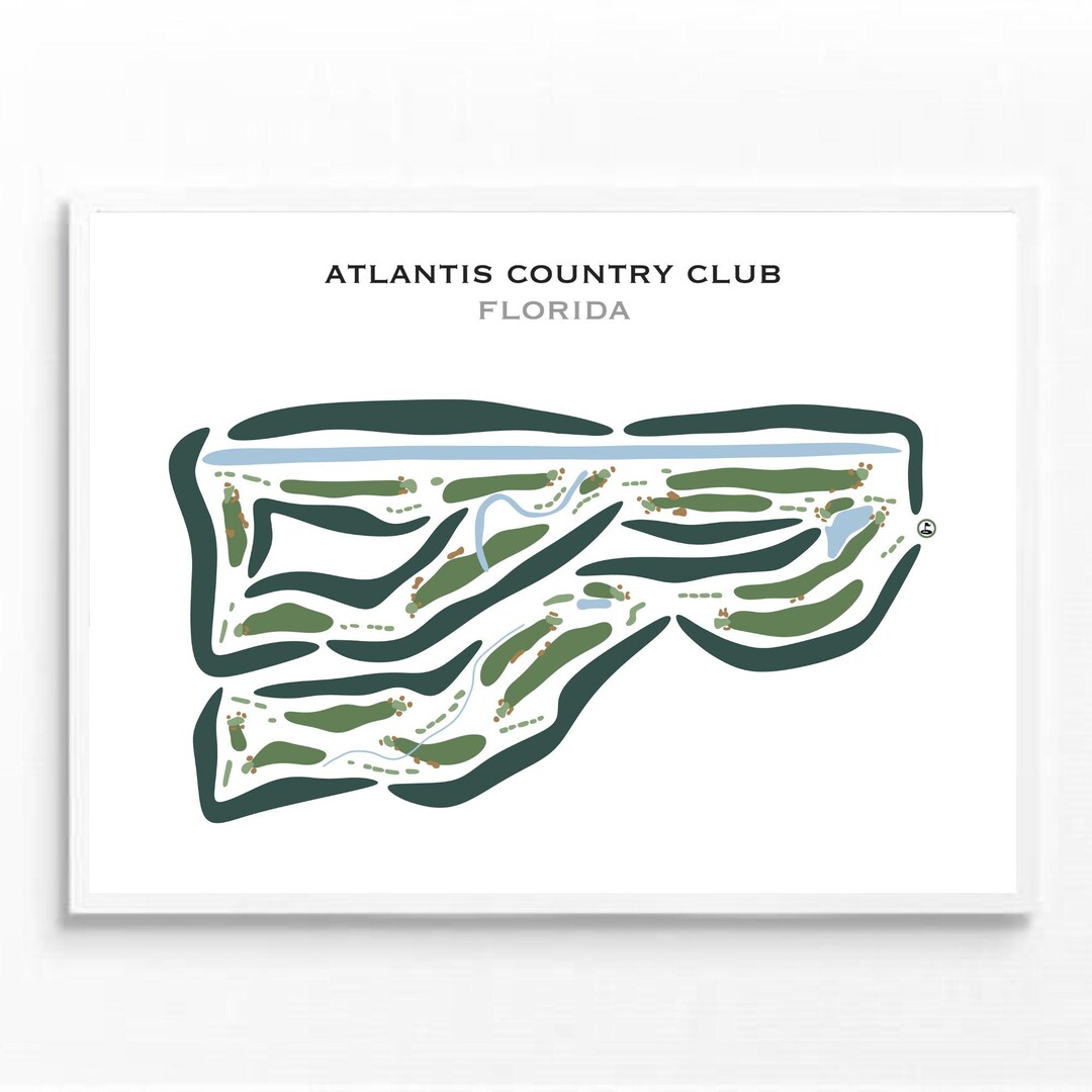 Atlantis Country Club, FL | Golf Course Map, Golf Map, Golfer Gift for ...