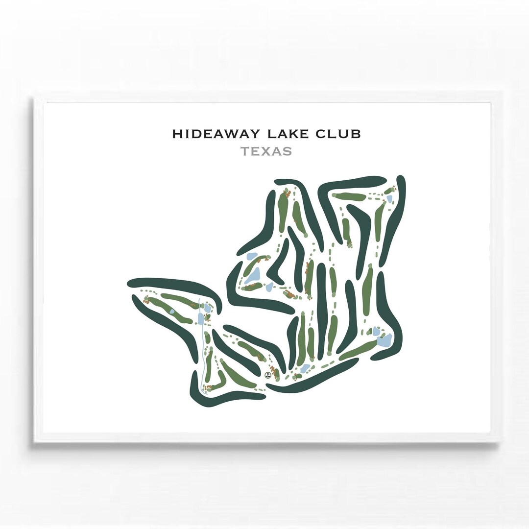 Hideaway Lake Club, Texas Golf Course Map Wall Art, Golf Map Art Poster ...