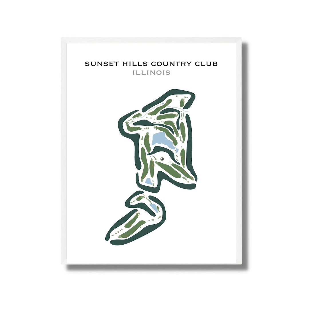 Sunset Hills Country Club, IL Golf Course Map Wall Art, Golf Map Canvas ...