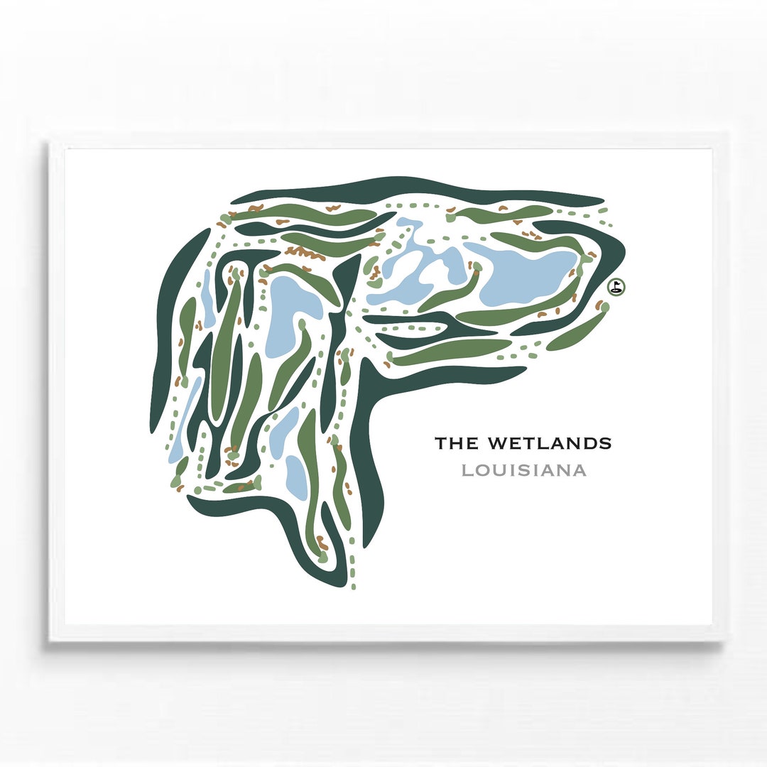 Golf Club Prints the Wetlands Louisiana Golf Course Map Golf Course ...
