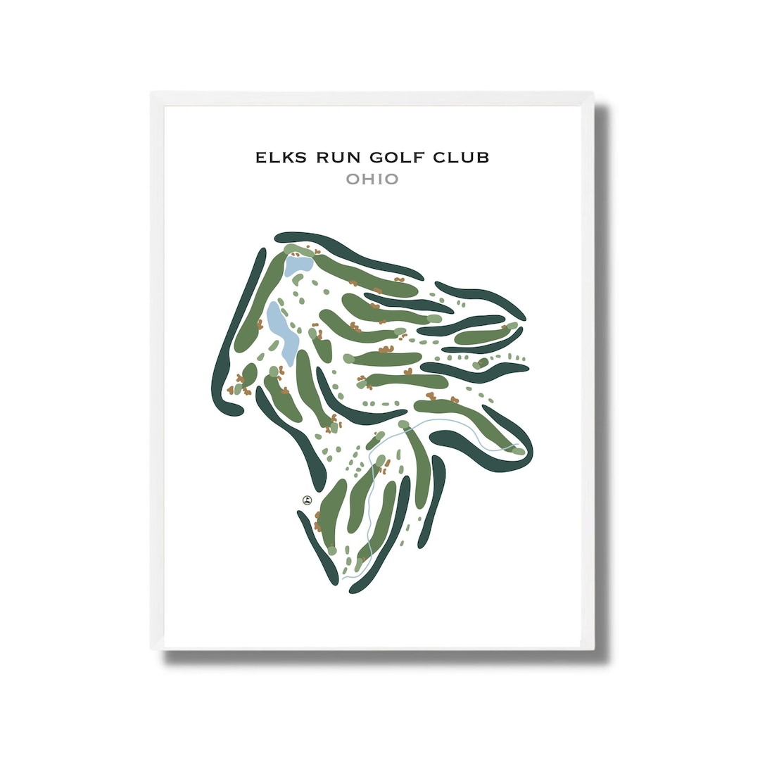 Elks Run Golf Club, Ohio Golf Course Map Art Poster, Golf Map Decor ...