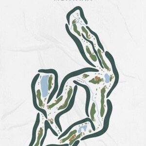 Golf Club Prints- Black Bull Montana Golf Course Map | Watercolor Golf ...