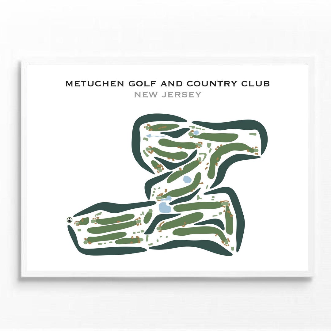 Metuchen Golf and Country Club Art Poster, NJ | Golf Course Map Wall ...