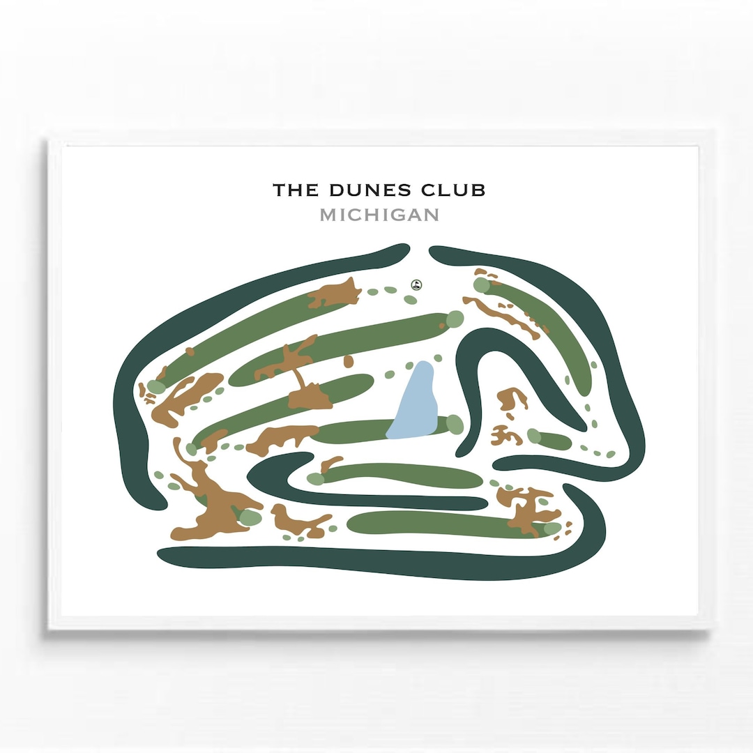 The Dunes Club, Michigan | Golf Course Map, Golf Map, Golfer Gift for ...