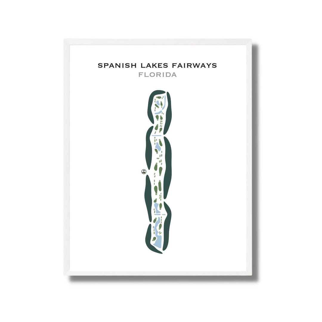 Spanish Lakes Fairways, Florida Golf Course Map Canvas, Golf Map Wall ...