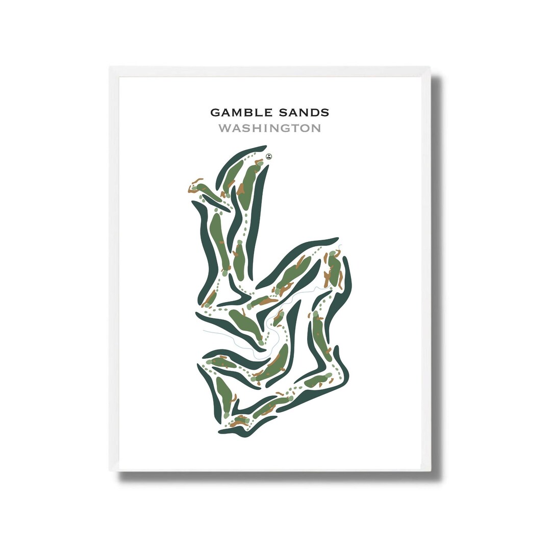 Gamble Sands, Washington Golf Course Map Wall Art, Golf Map Canvas ...