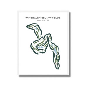 Winghaven Country Club, Missouri, Golf Course Map, Golfer Décor Gift ...