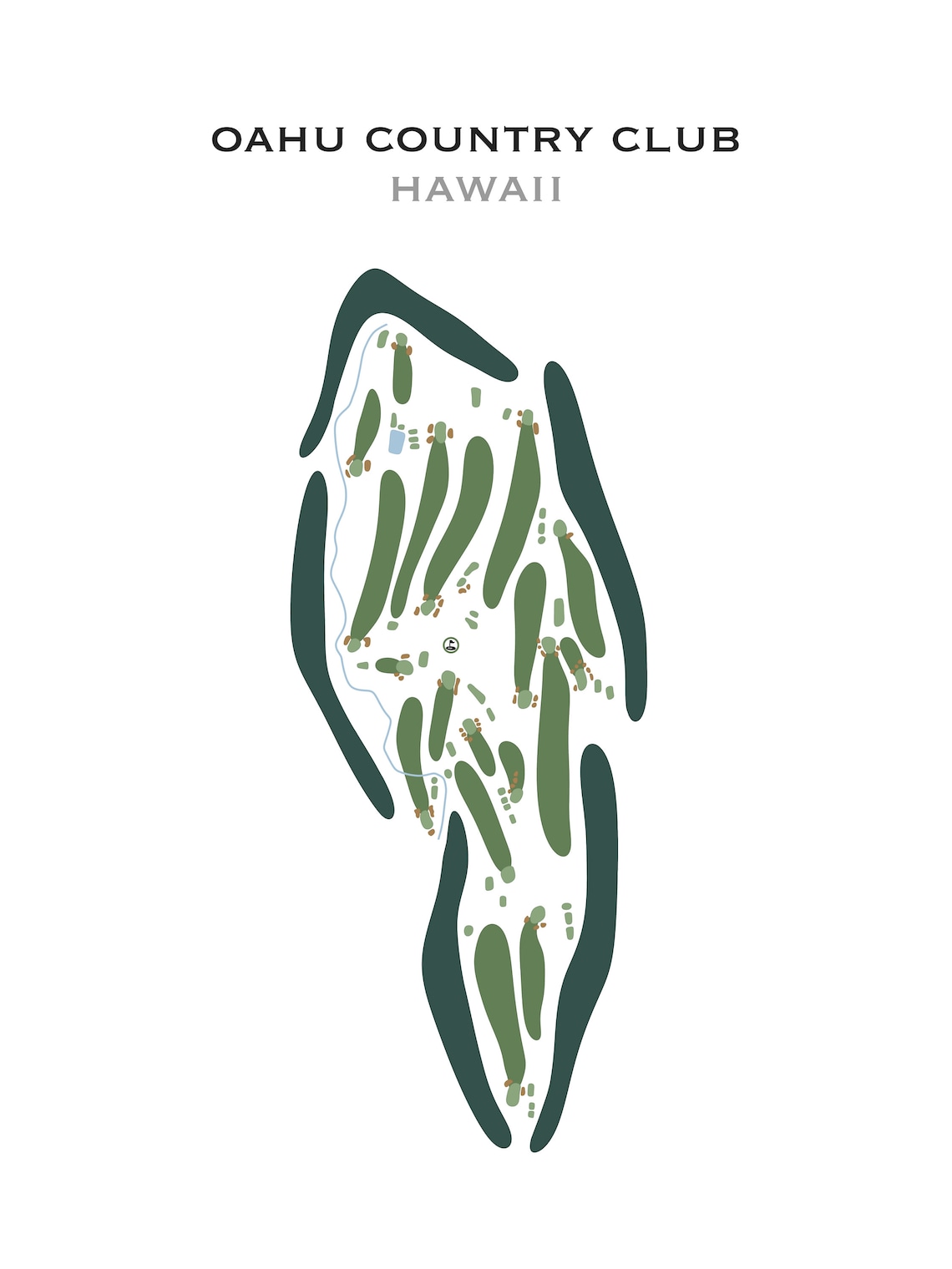 Oahu Country Club Hawaii Golf Course Map Home Decor - Etsy