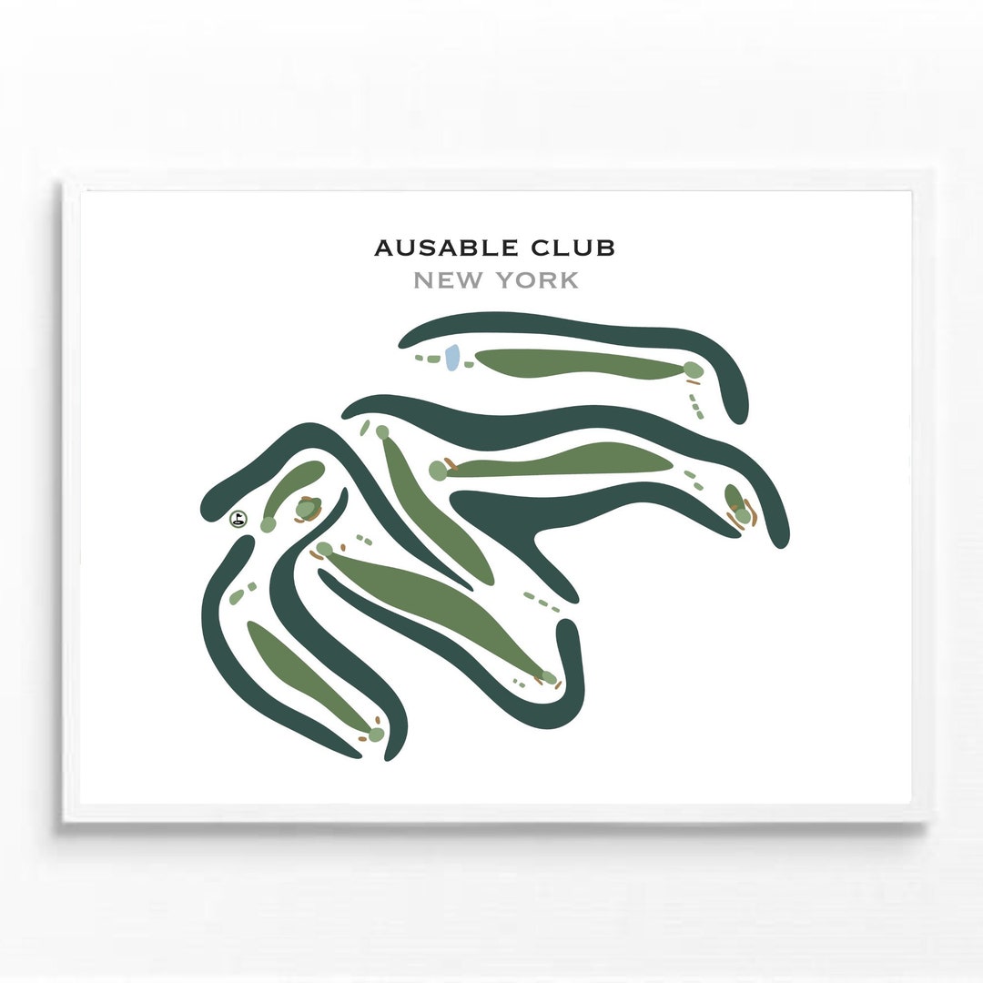 Ausable Club, New York, Golf Course, Golf Décor, Golf Map, Gift for ...