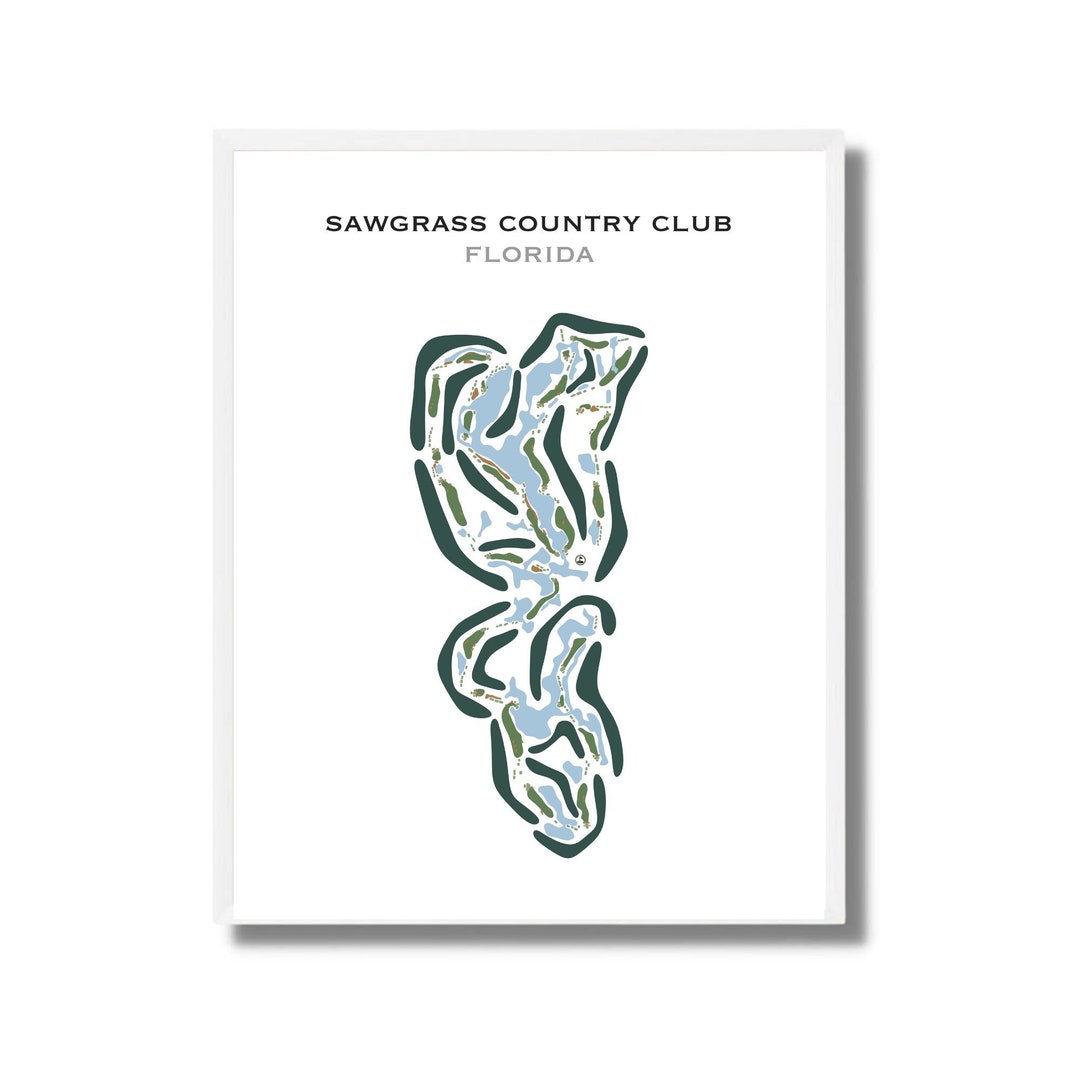 Sawgrass Country Club, FL | Golf Course Map, Golf Map, Golfer Gift for ...