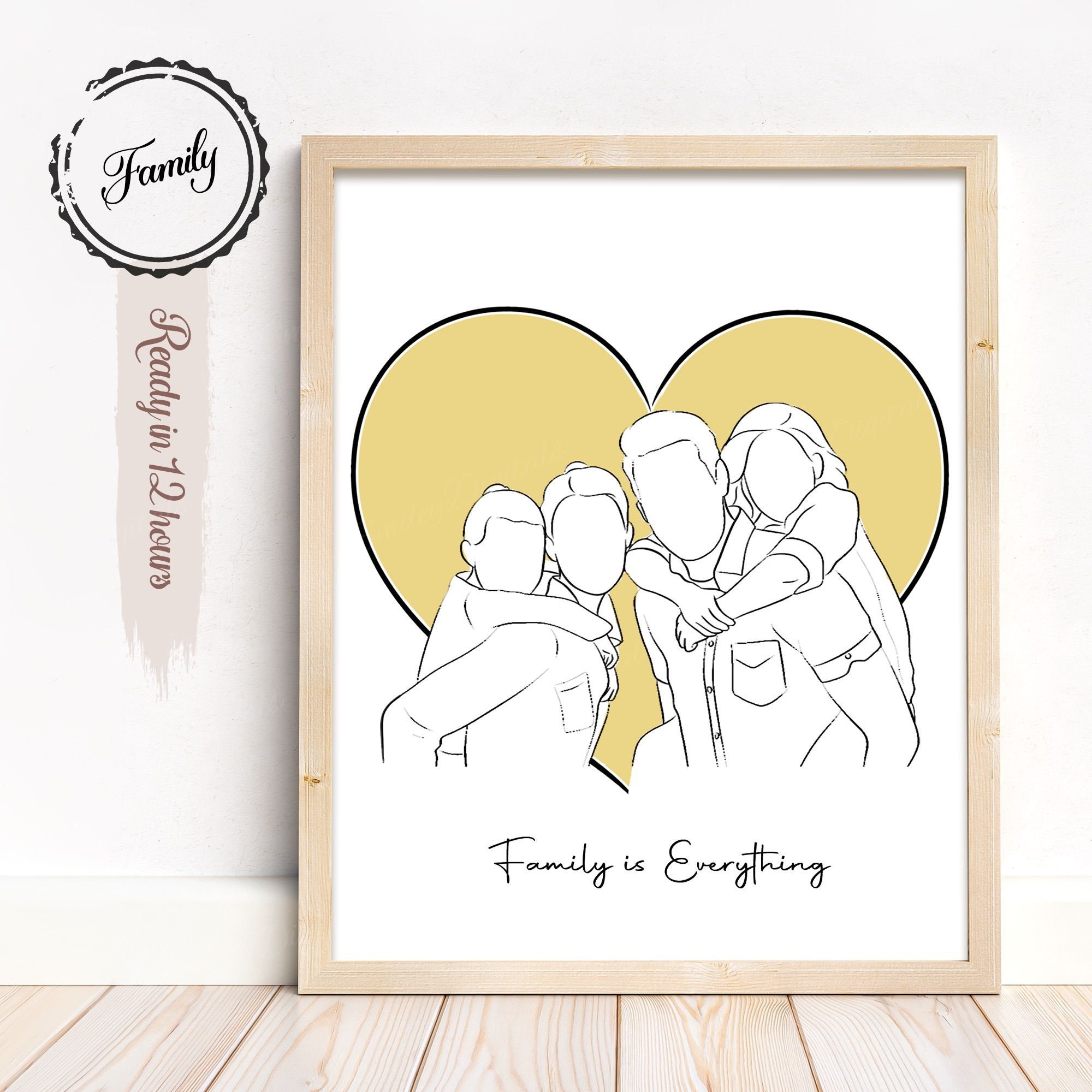 One Line Drawing, Custom Family Gift, Custom Line From Photo, Personalized Drawing, Family ...