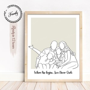 One Line Drawing, Custom Family Gift, Custom Line From Photo ...