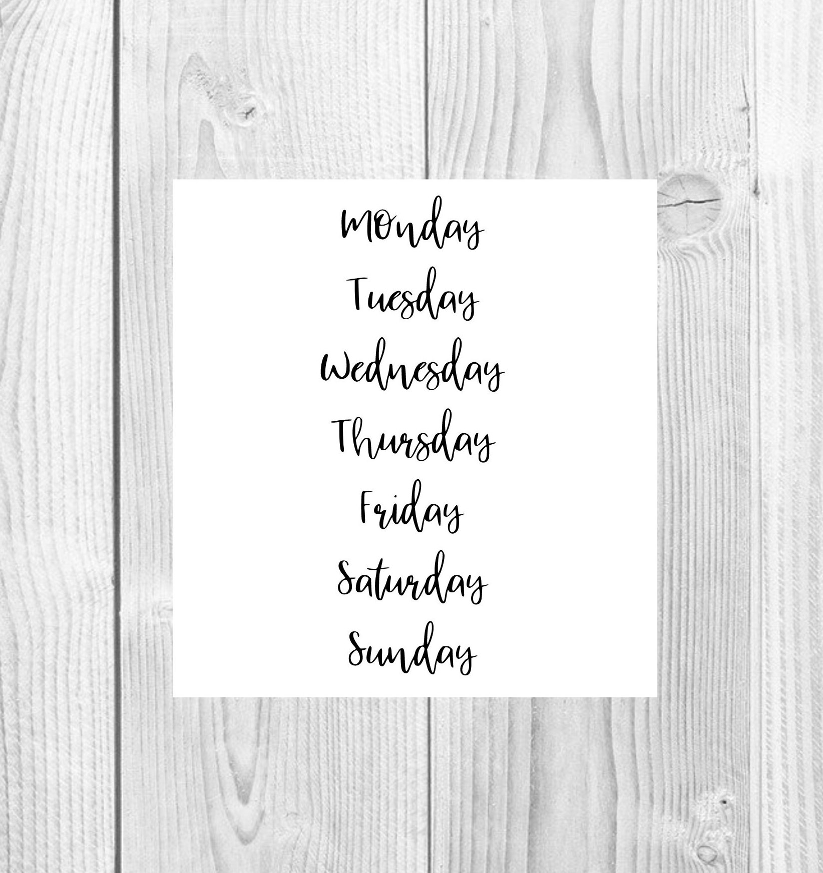 Days of the Week Svg Week Svg Png Handwritten Svg Calendar Svg Cut ...