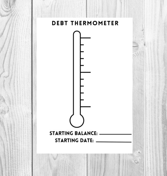 Debt Thermometer Tracker Budget Printable Debt Tracker | Etsy