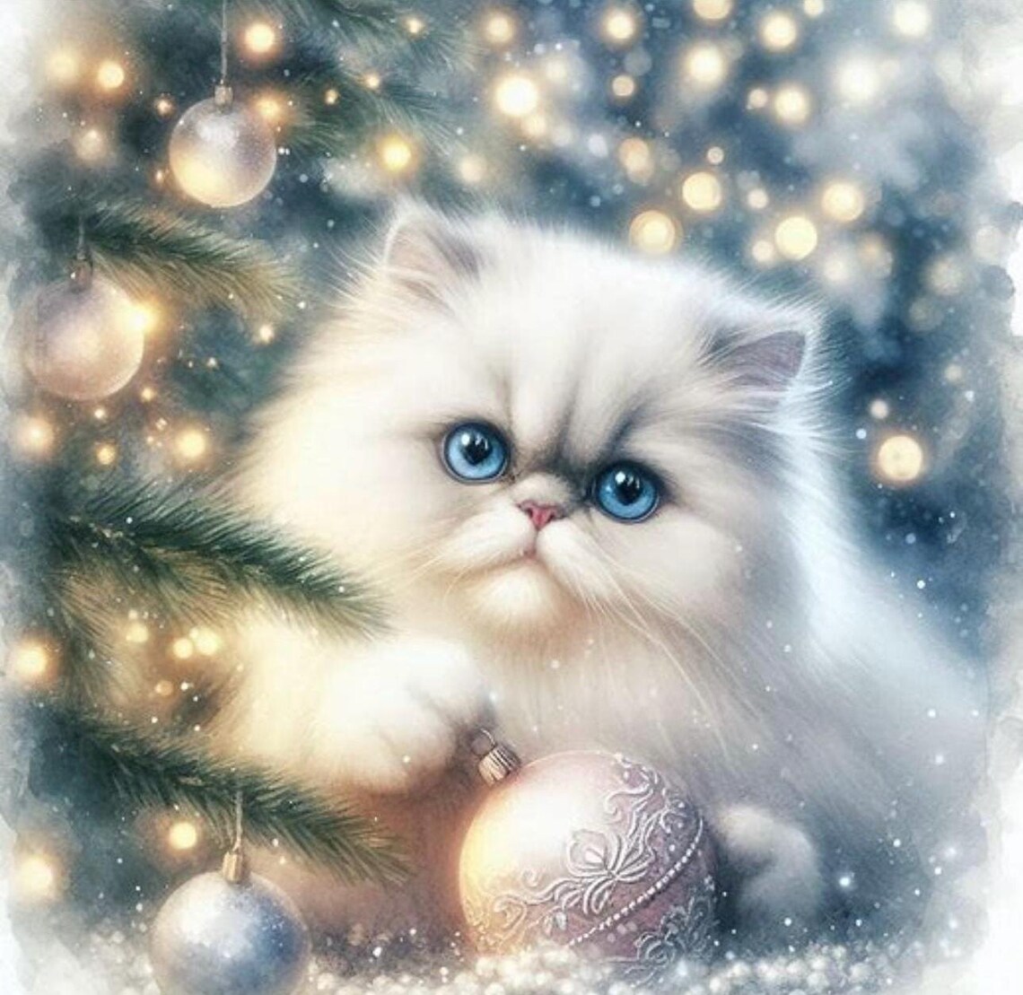 Digital - Crafting With Cats, Christmas Tree, Ornaments and White ...