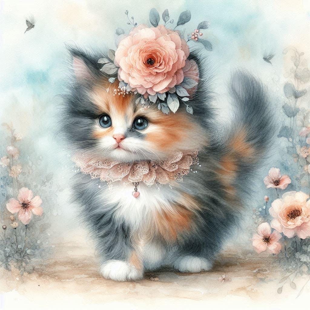 Digital - Cute Kittens | Soft Watercolor Calico Kitten Digital Images ...