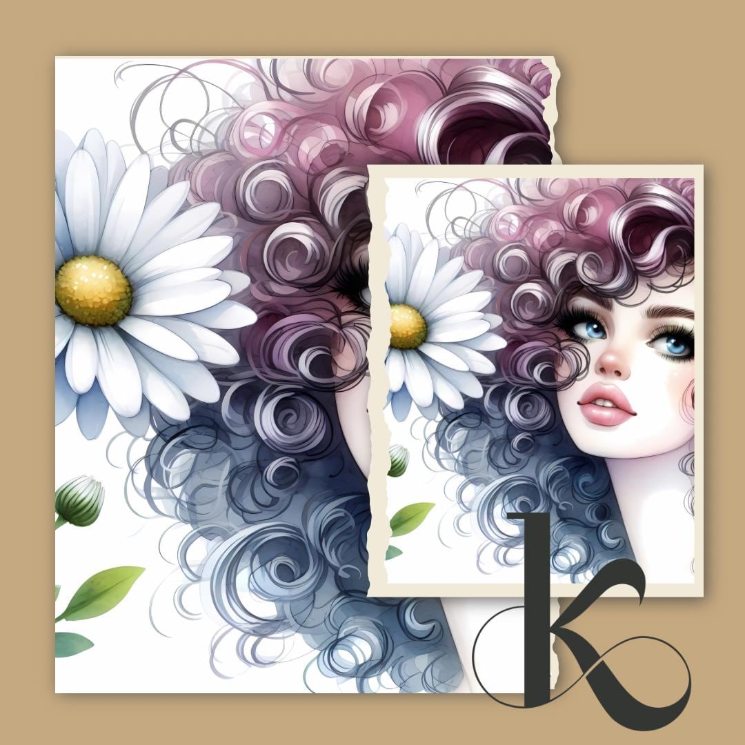 Digital - Colorful Variety of Quirky Young Women With Fun Daisies ...