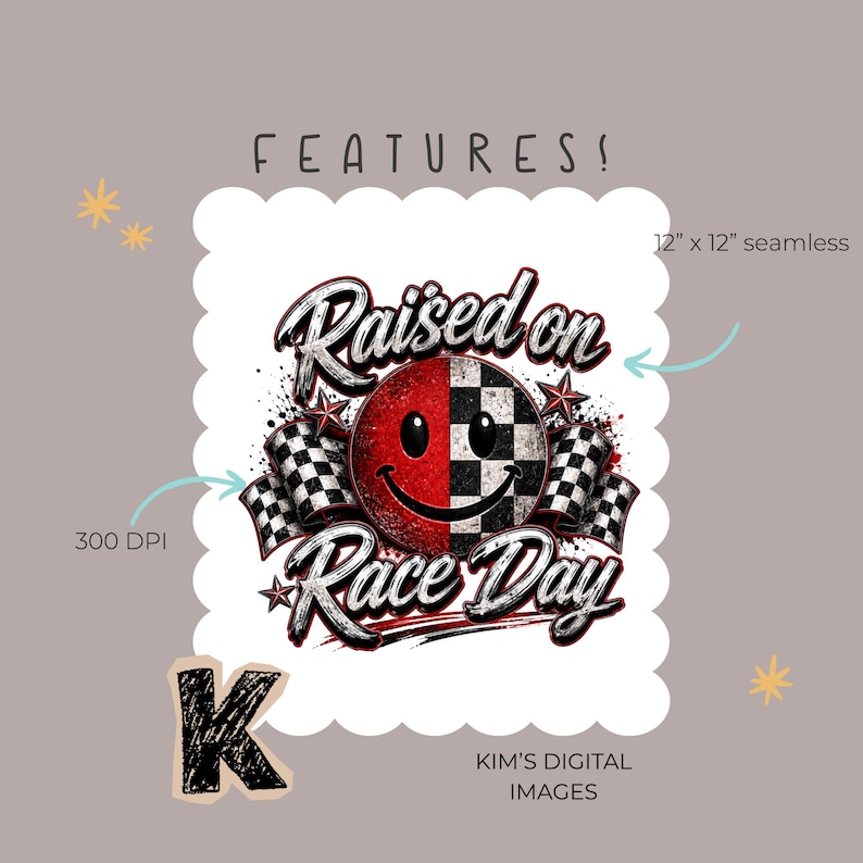 Raised on Race Day Smiley PNG | Checkered Flag Racing Mom Graphic ...