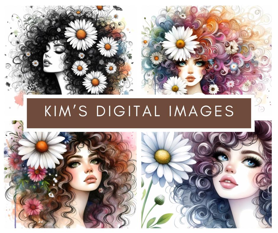 Digital - Colorful Variety of Quirky Young Women With Fun Daisies ...