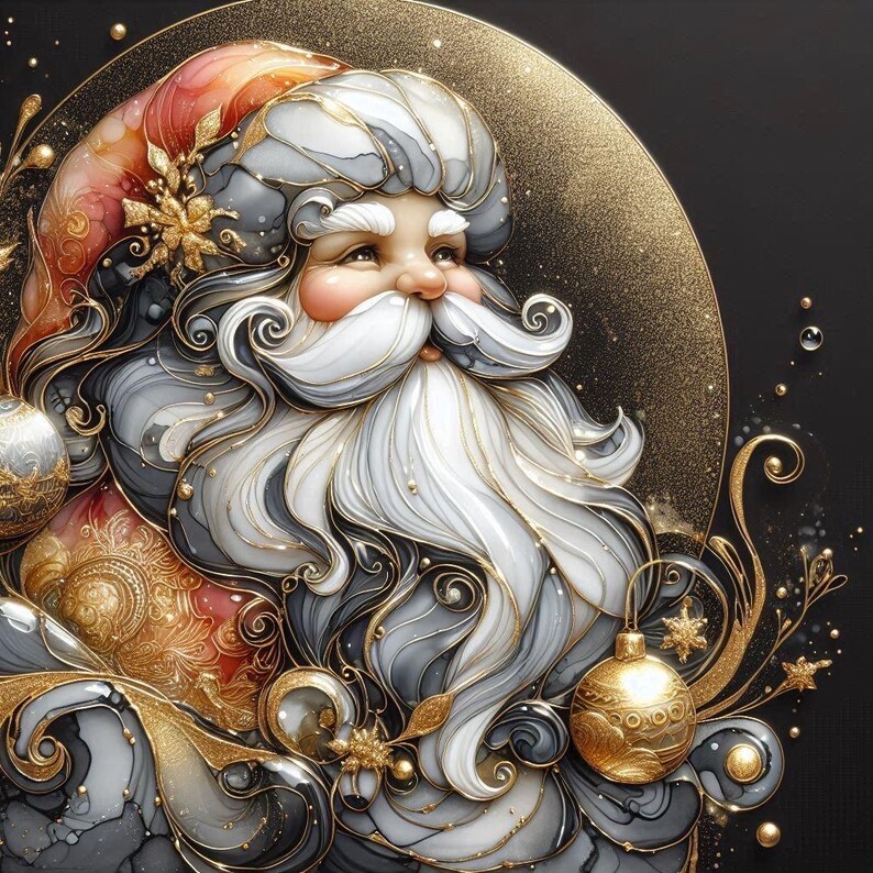 Digital Santa With Golden Accents. Digital Images for Crafting and ...