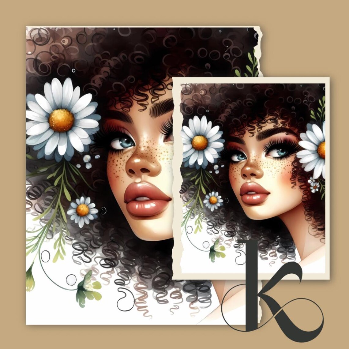 Digital - Colorful Variety of Quirky Young Women With Fun Daisies ...