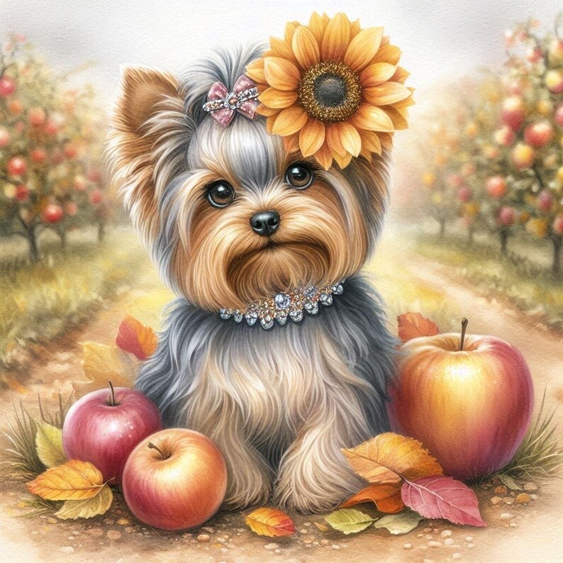 Digital - Crafting With Yorkies | Fall Watercolor Yorkshire Terriers ...