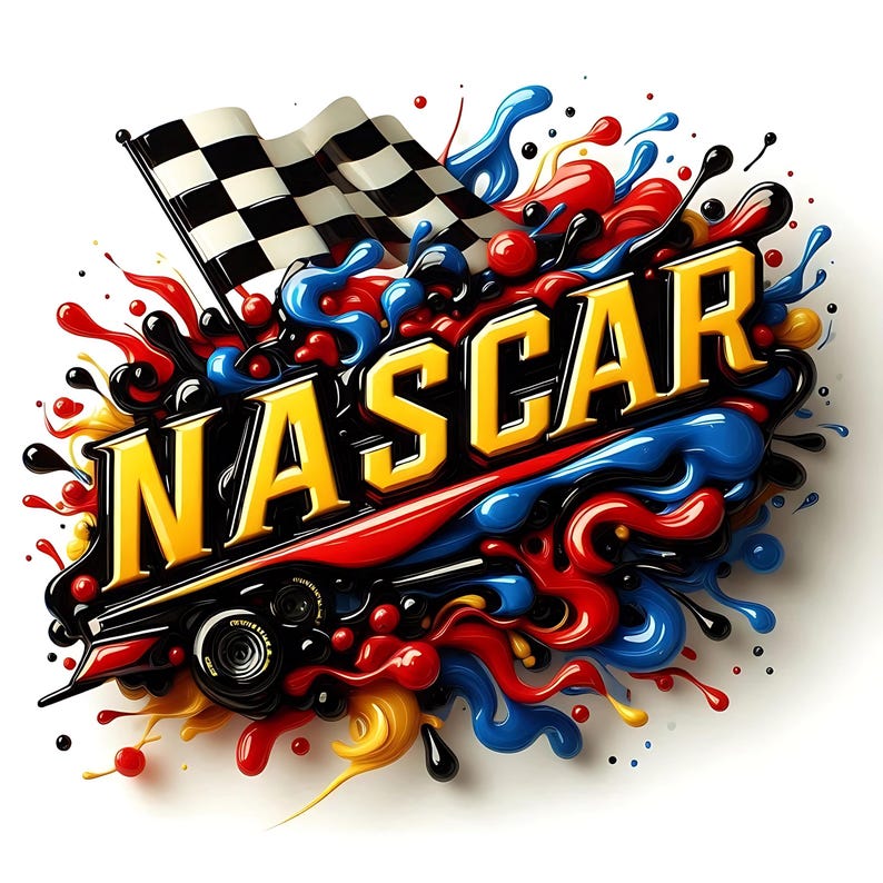 Digital - Colorful NASCAR Images in Reds, Yellow, Blue and Checkered ...