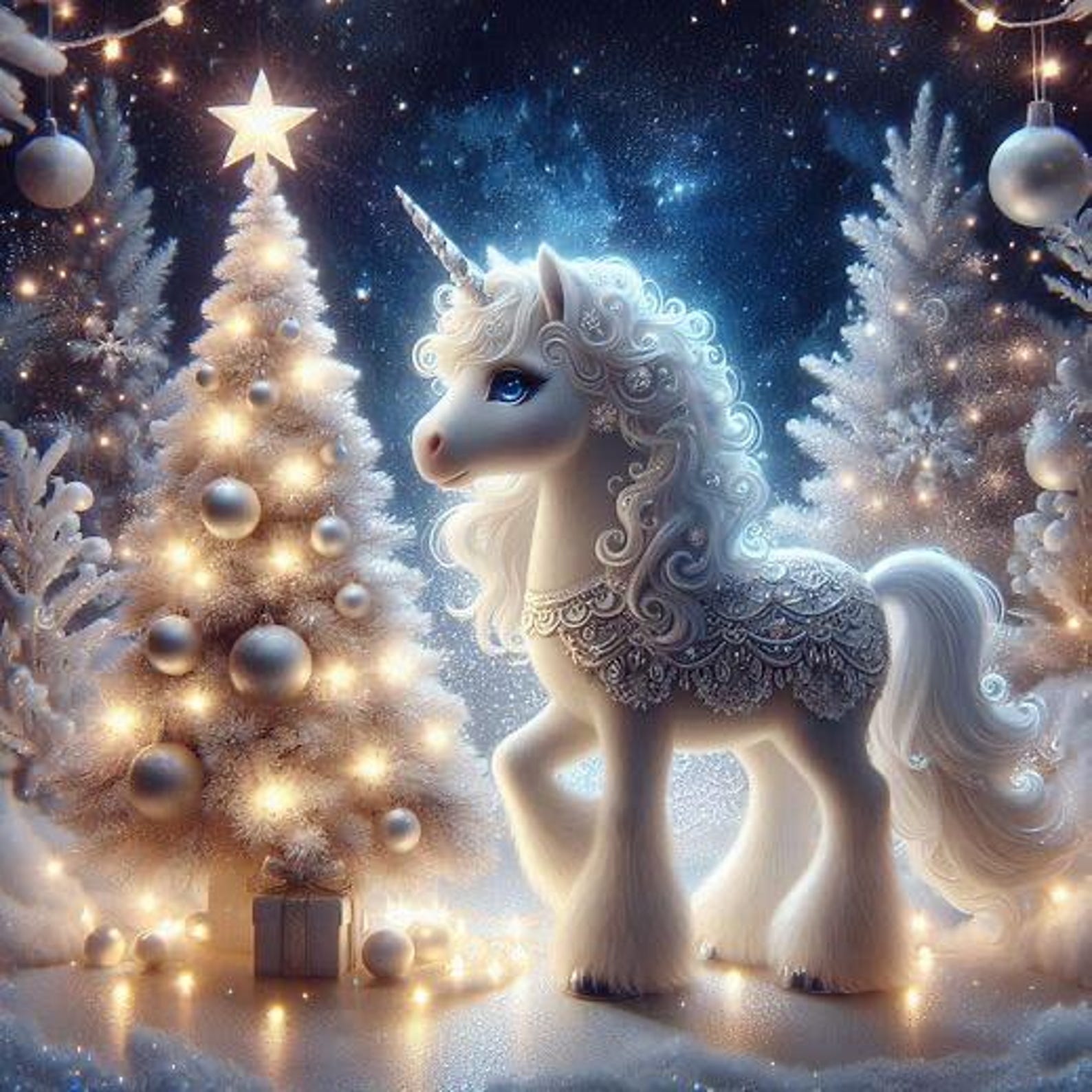 Digital - Beautiful Winter Unicorns| Colorful Ink Unicorn Digital ...
